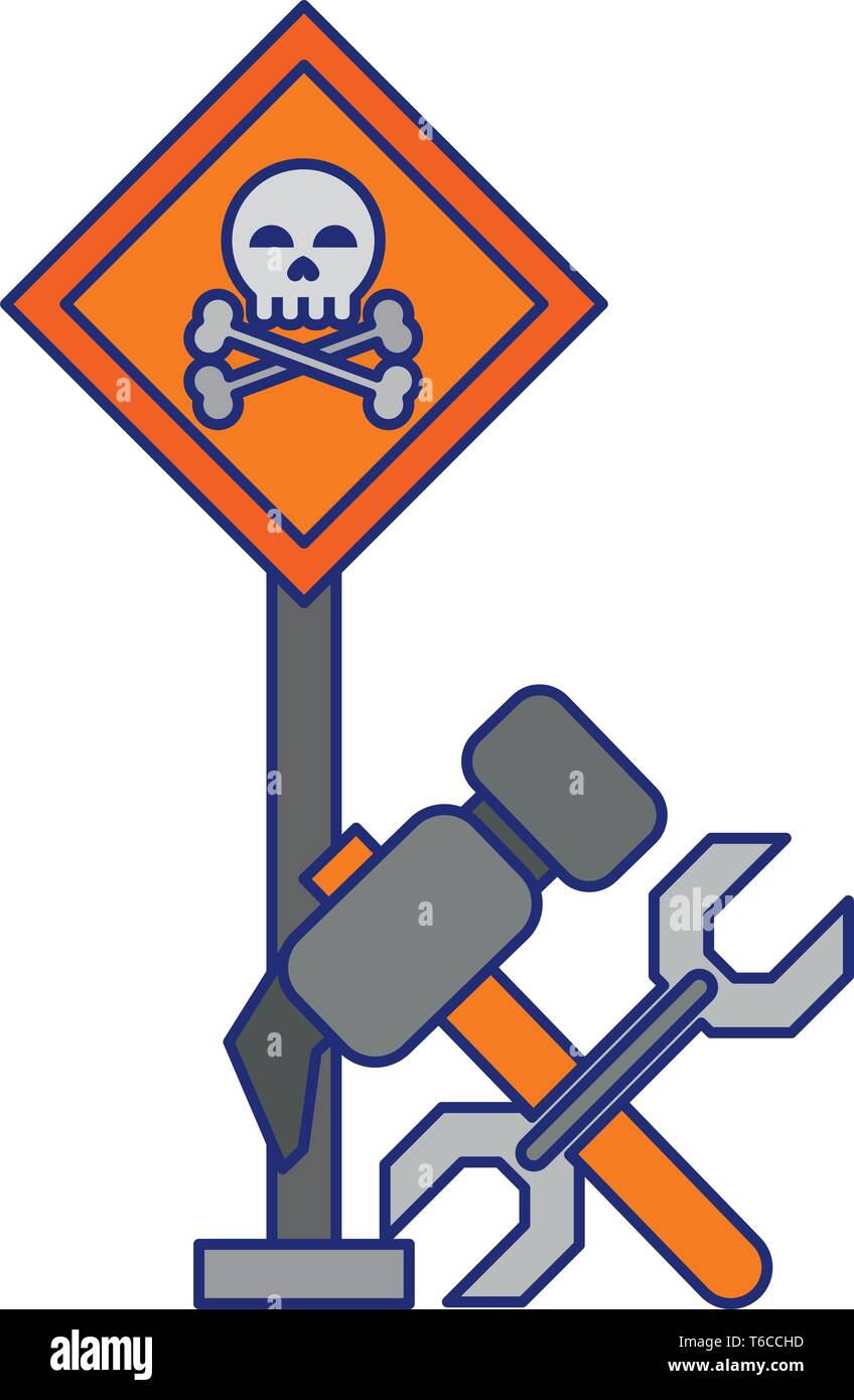 danger sign with tools blue lines Stock Vector Image & Art - Alamy