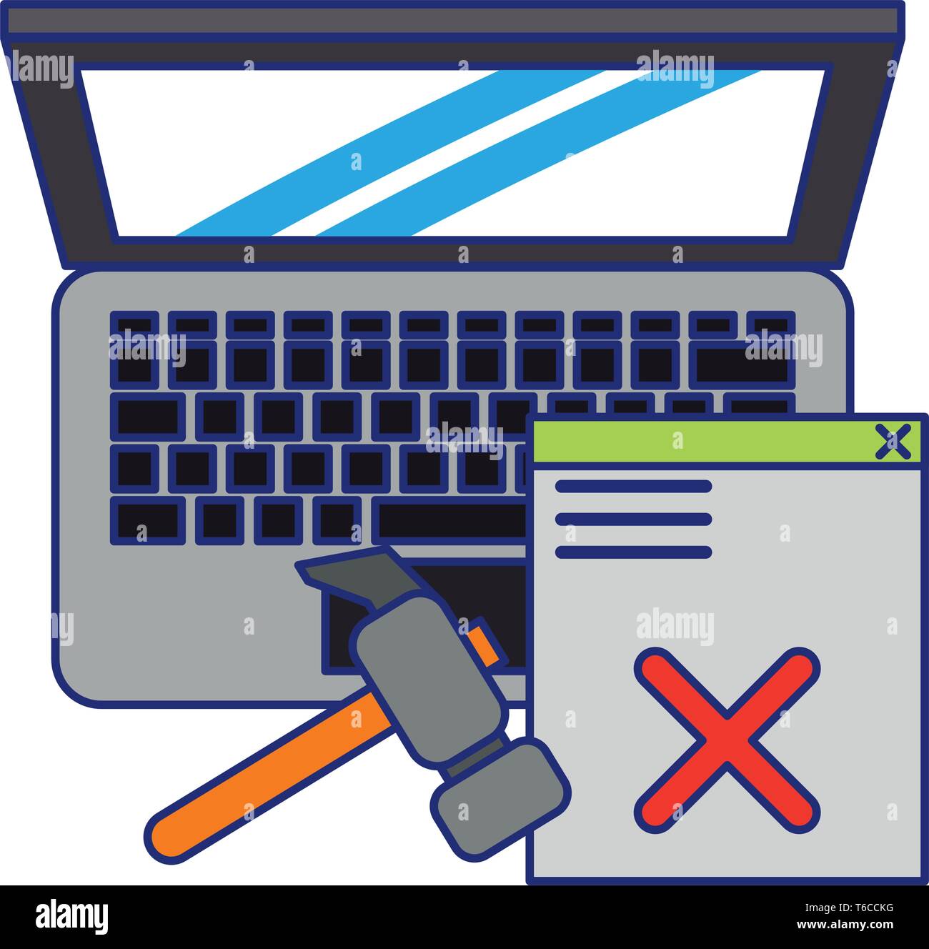 Laptop broken blue screen vector hi-res stock photography and images ...