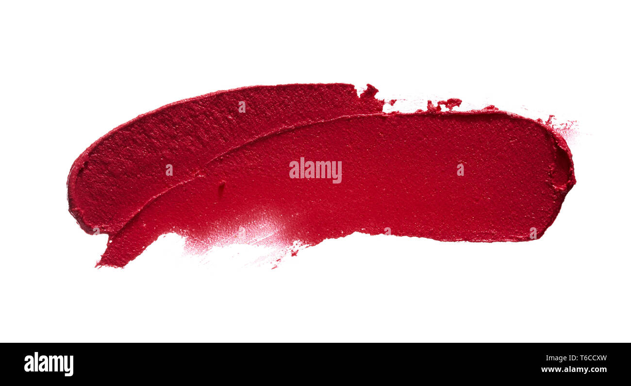 Red smear of matte lip gloss isolated on white background Stock Photo ...