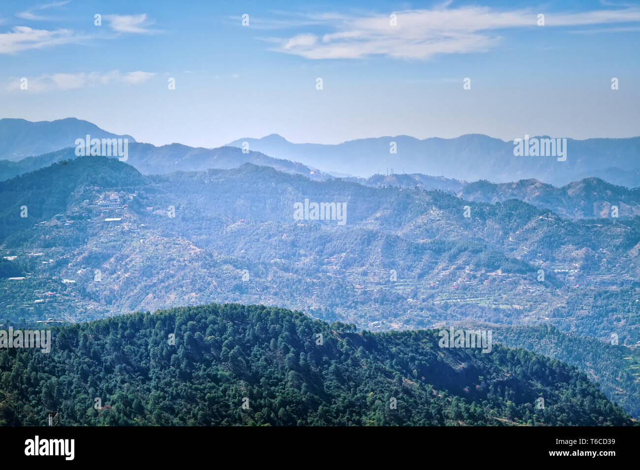 Lesser Himalayas. Mountain landscapes of spring time with peaks and ...