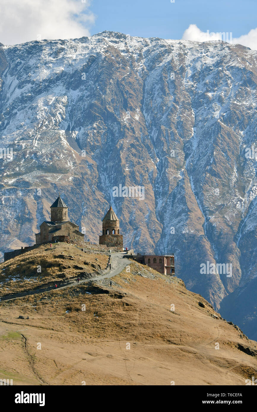 14th century Gergeti Trinity Church (Tsminda Sameba), Stepantsminda ...
