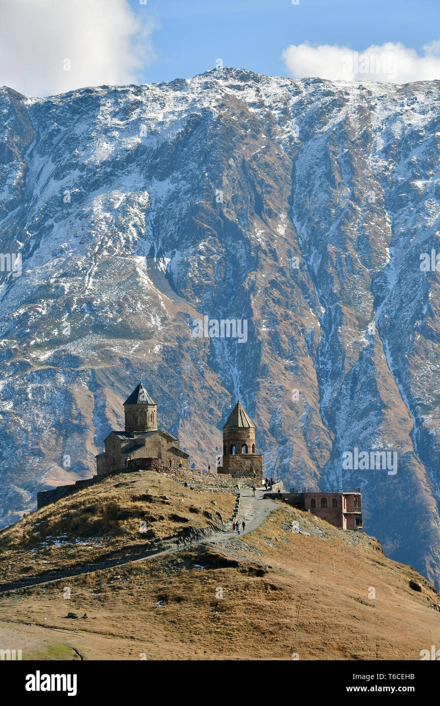 14th century Gergeti Trinity Church (Tsminda Sameba), Stepantsminda ...