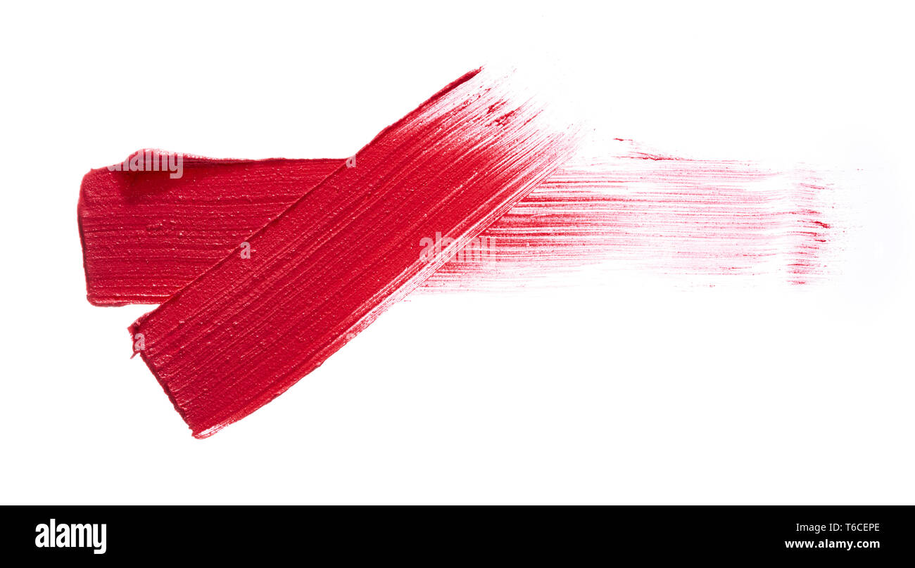 Red smear of matte lip gloss isolated on white background Stock Photo ...