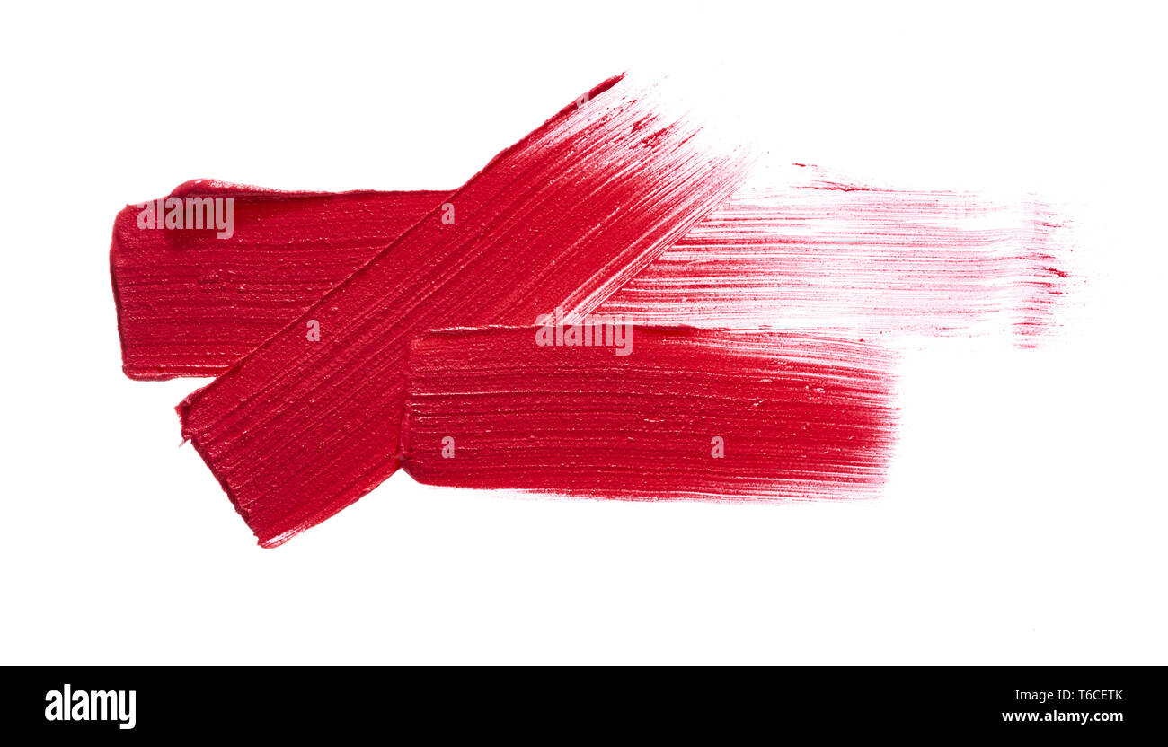 Red smear of matte lip gloss isolated on white background Stock Photo ...