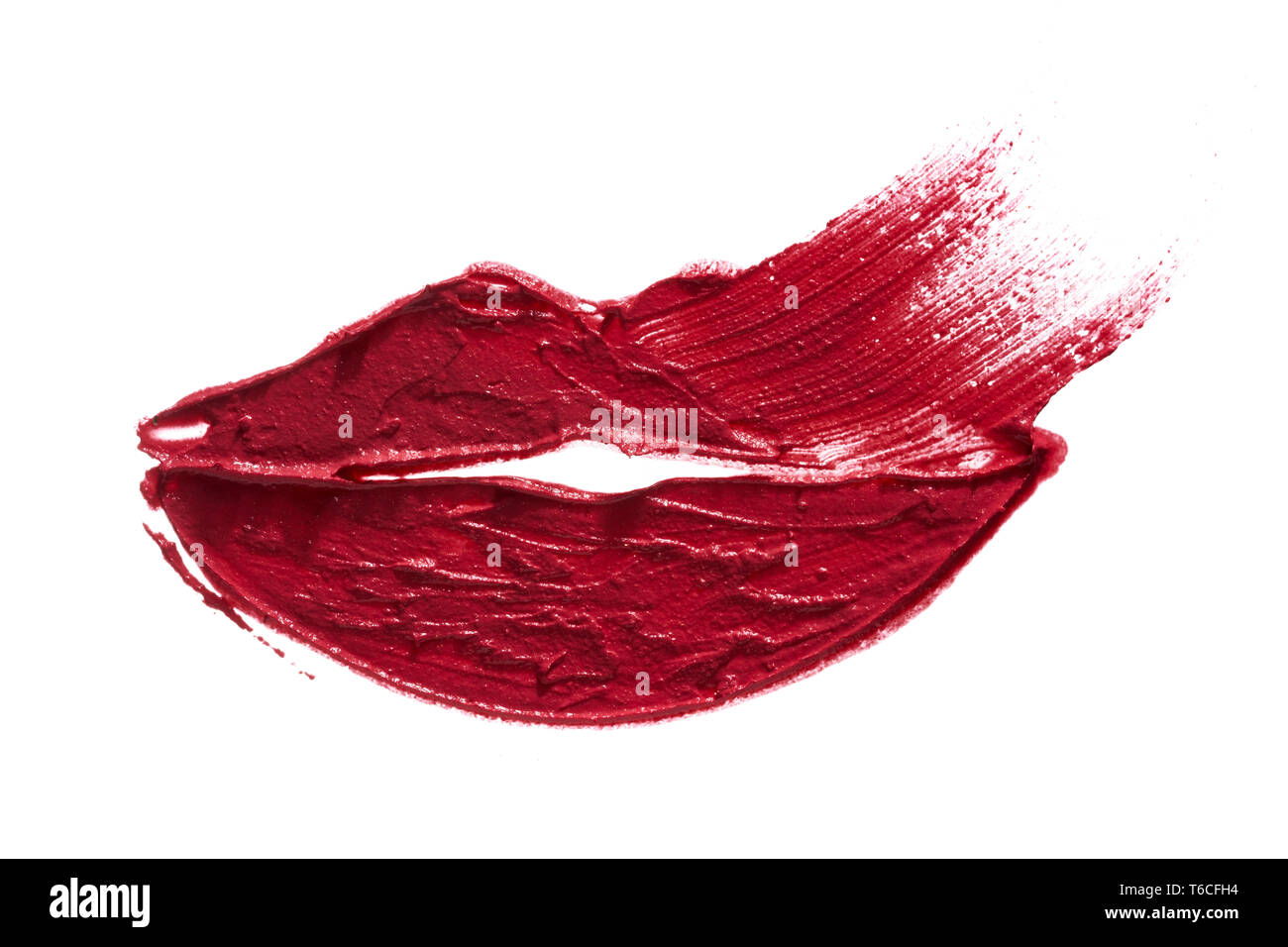 Red smear of matte lip gloss isolated on white background Stock Photo ...