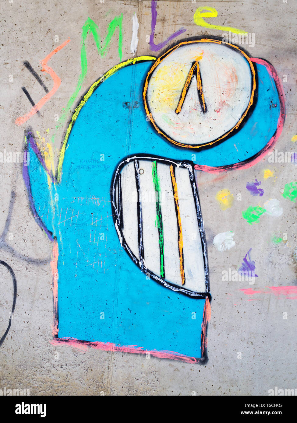 Face grotesque graffiti on the wall Stock Photo - Alamy