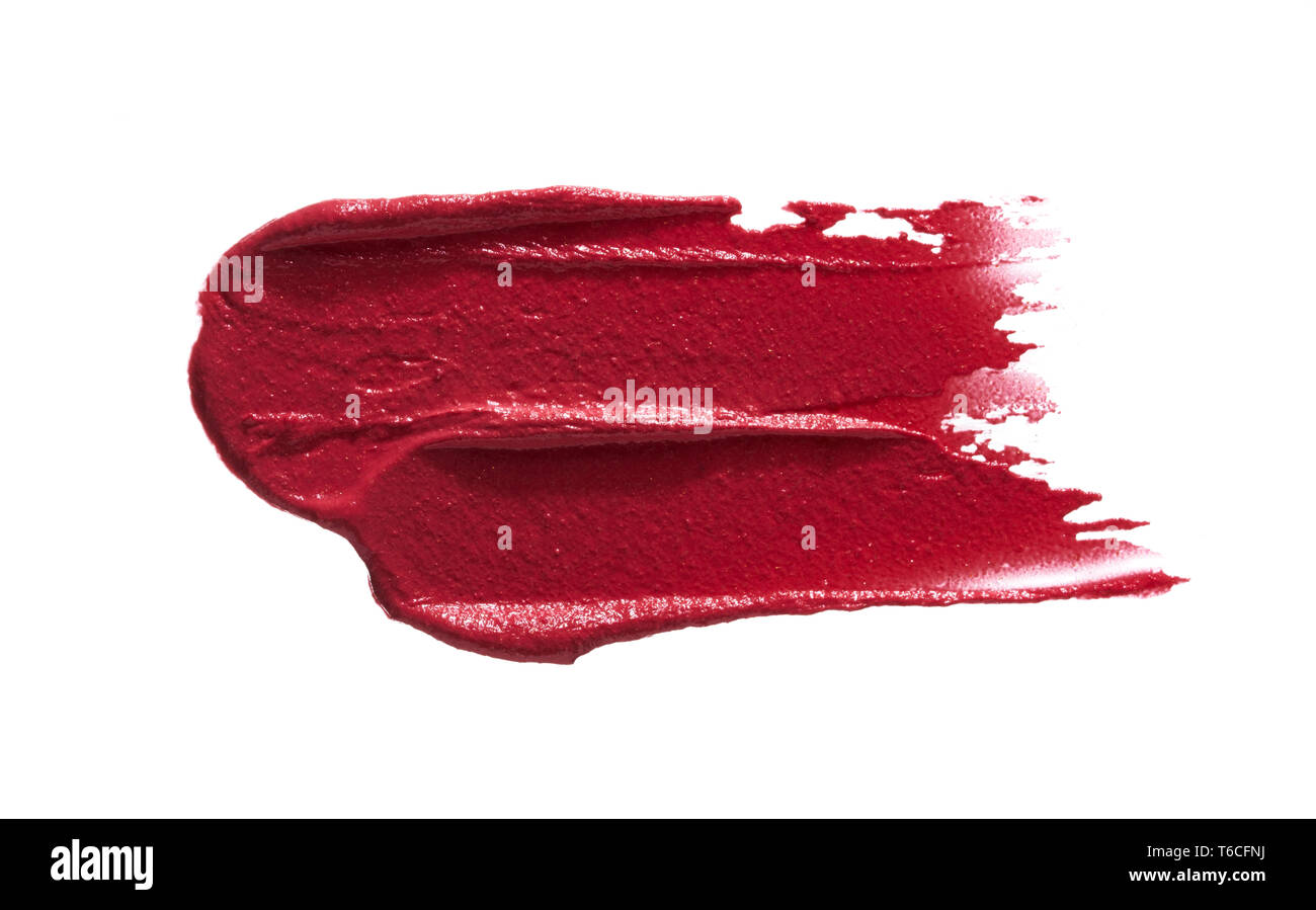 Red smear of matte lip gloss isolated on white background Stock Photo ...