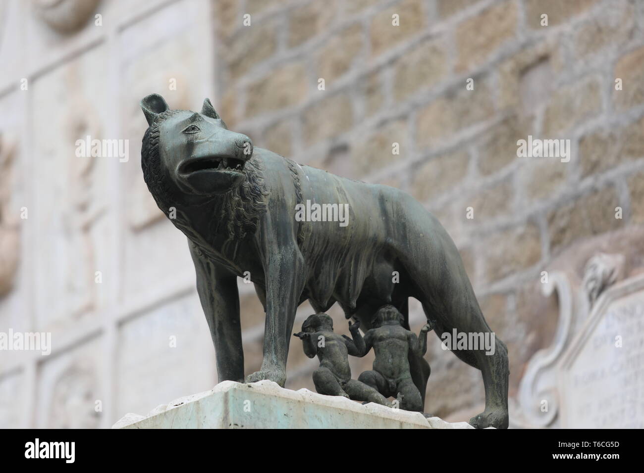 she-wolf in Rome in Italy with Remus and Romulus children Stock Photo ...