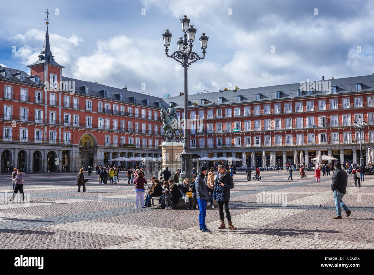 Plaza Mayor - Main Square in Madrid, Spain, view with King Philip III ...