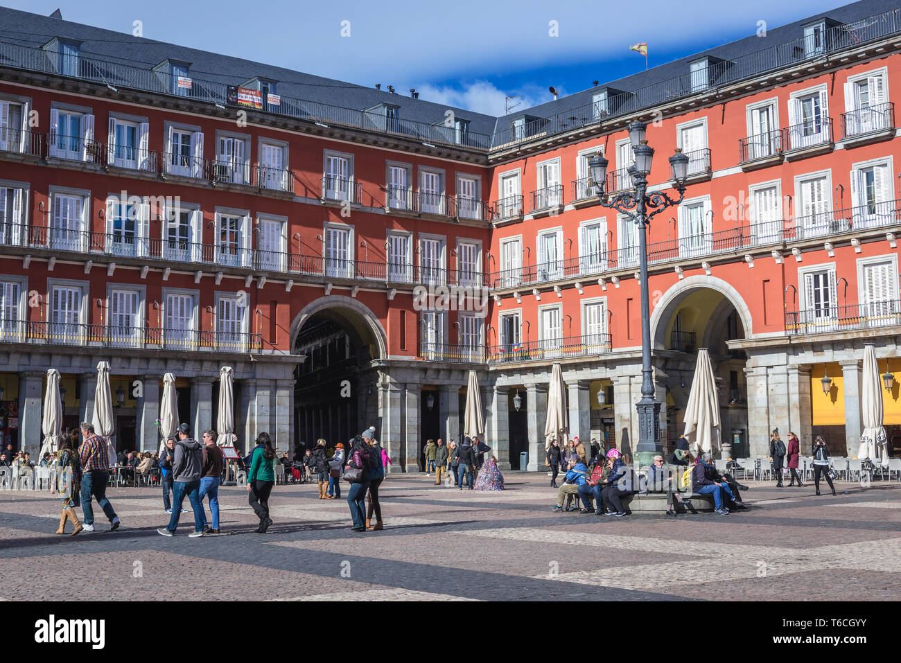 Buildings on Plaza Mayor - Main Square in Madrid, Spain Stock Photo - Alamy