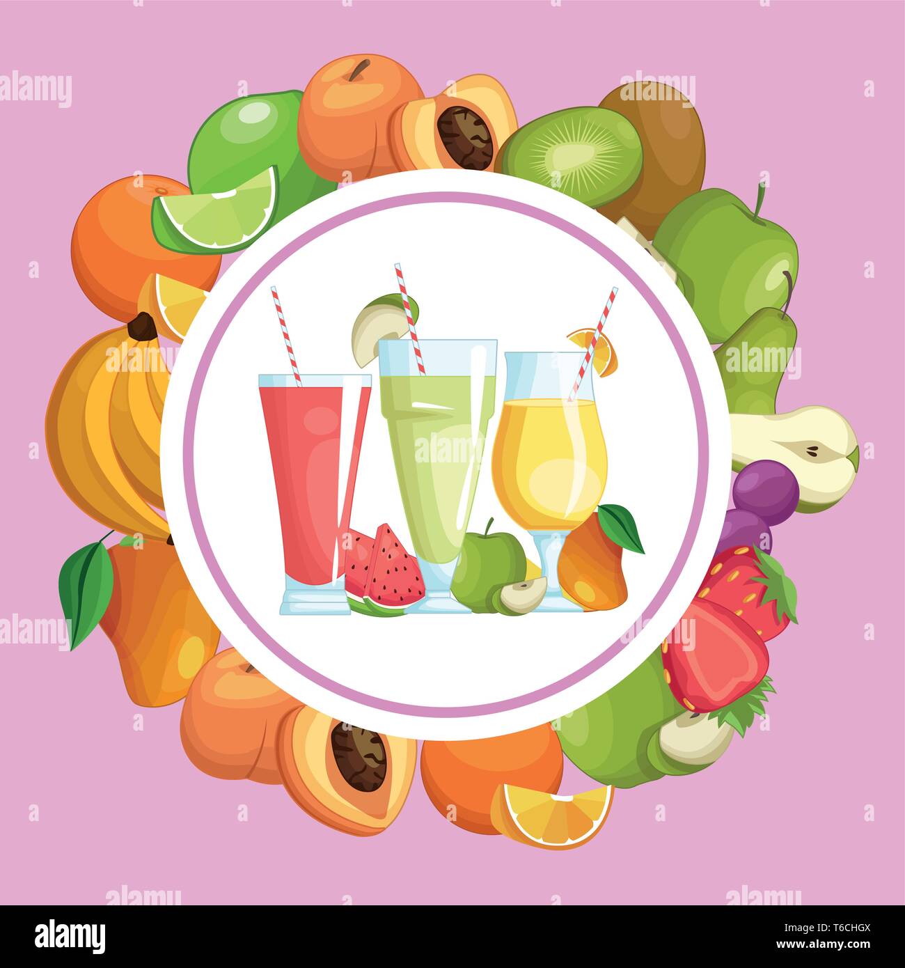 smoothies with fruit round frame Stock Vector Image & Art - Alamy