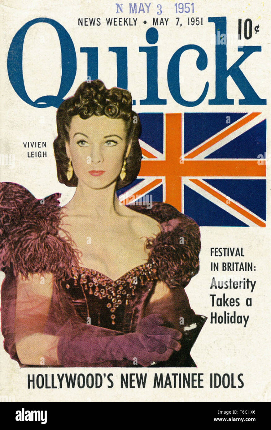 Vintage movie magazine cover - Quick Magazine with Actress Vivien Leigh ...