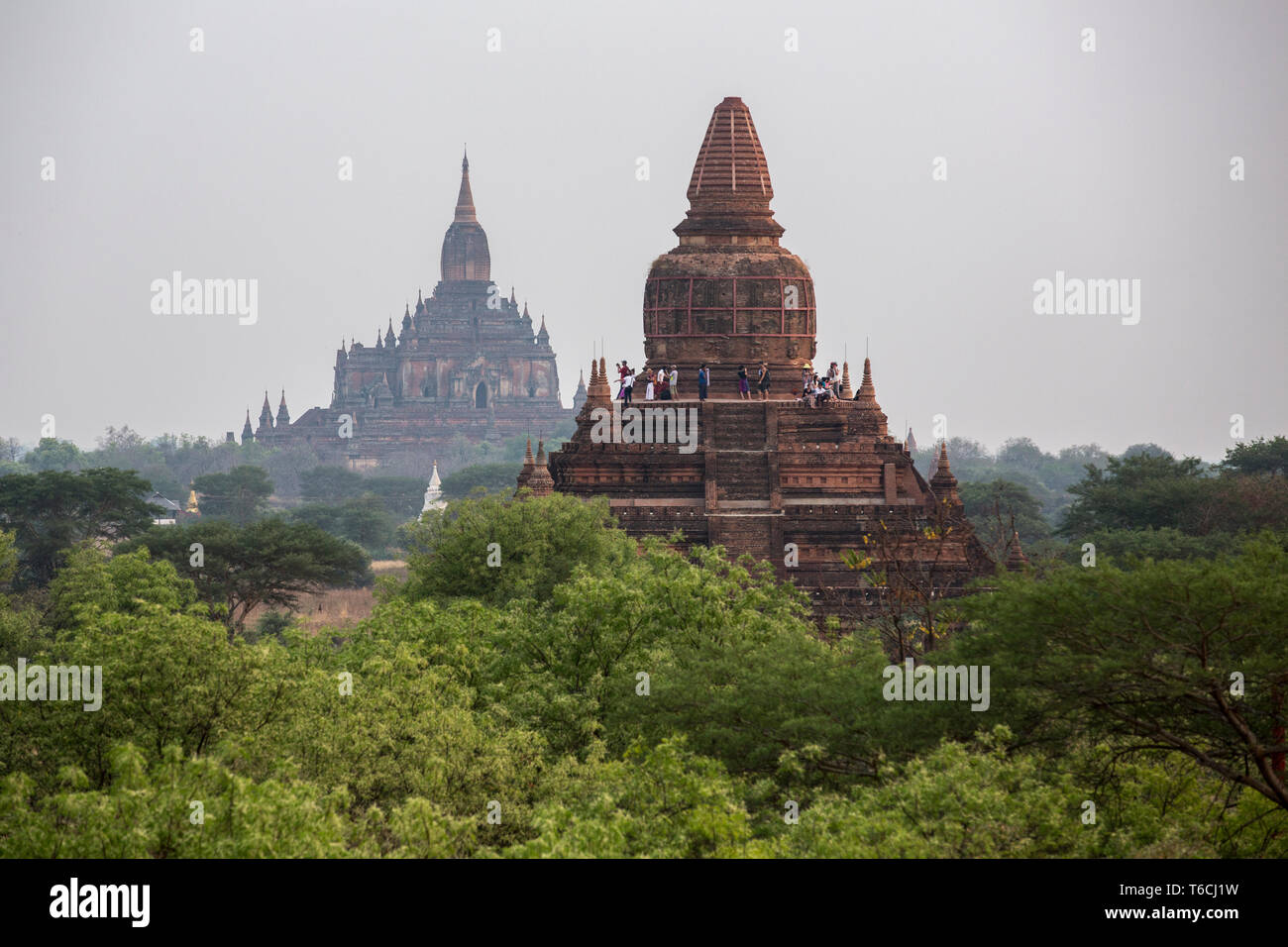 Ancient Buddhist temples in the ancient city of Bagan in Myanmar Stock ...