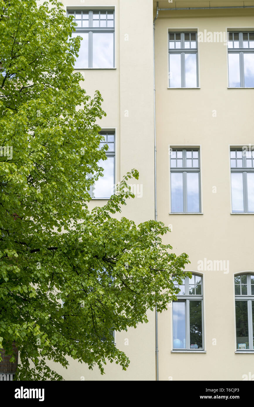simple house facade with tree Stock Photo - Alamy