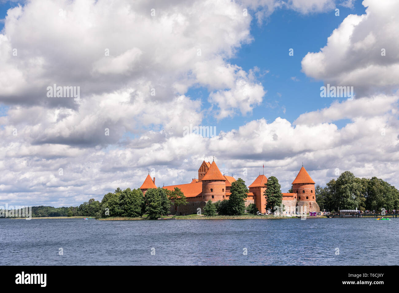 Trakai Island Castle in lake Galve in day, Lithuania. Trakai Castle is ...