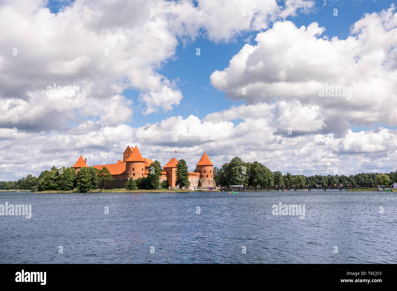 Trakai Island Castle in lake Galve in day, Lithuania. Trakai Castle is ...