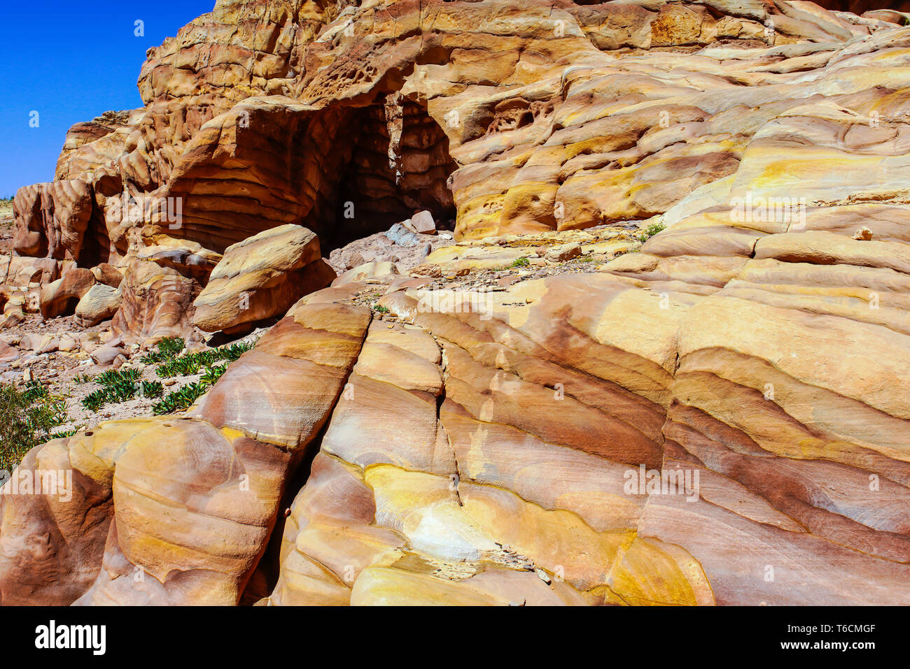 Land formation in Mughar An Nassar located in the eastern part of Petra ...
