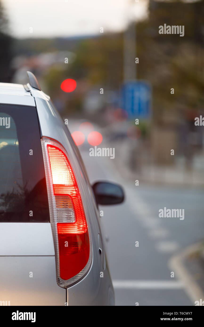 back of car waiting at the red light Stock Photo - Alamy