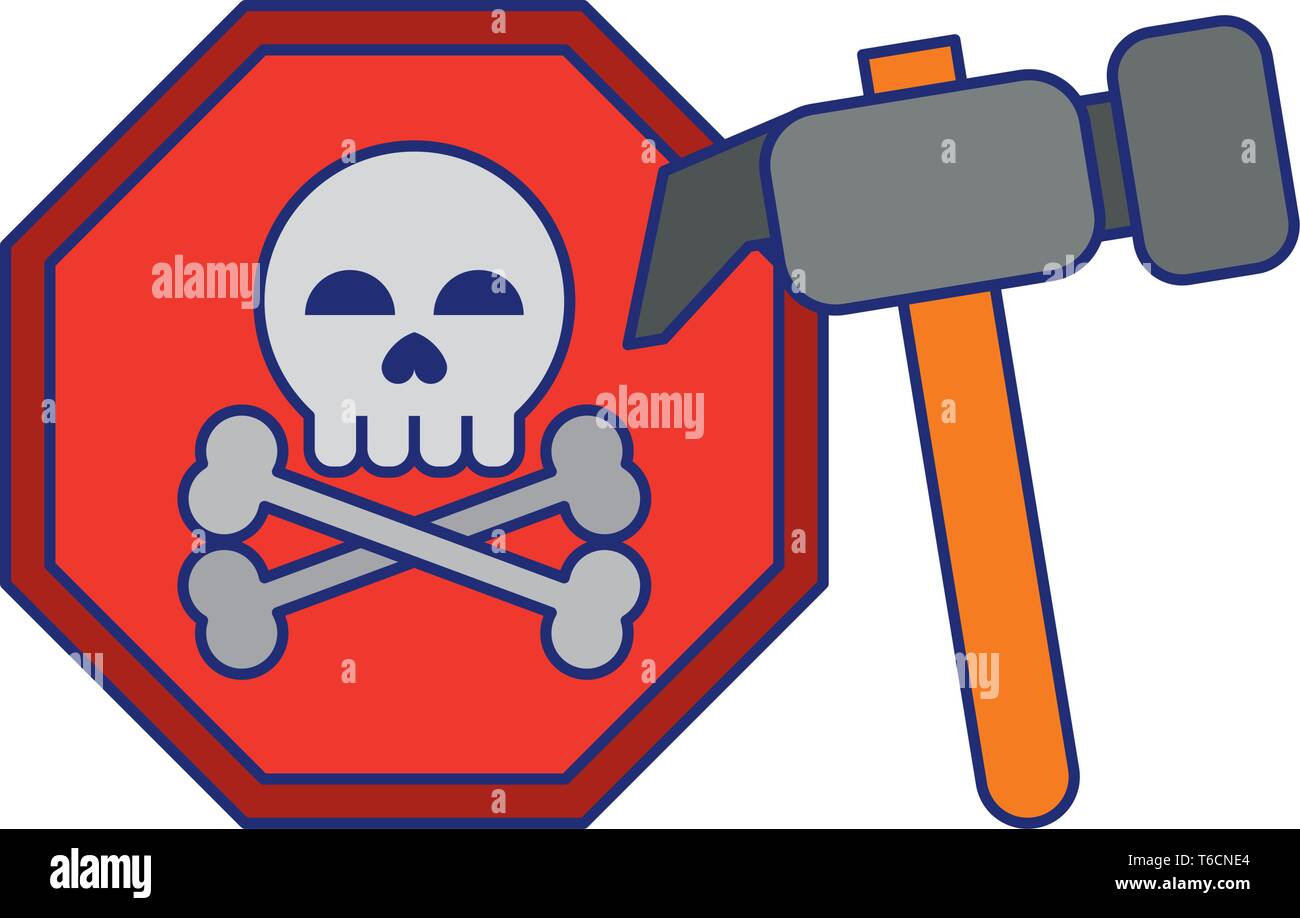 danger sign with tools blue lines Stock Vector Image & Art - Alamy