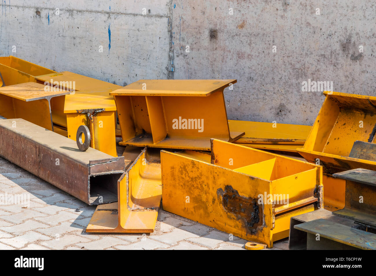 Recycling plant site filled with scrap metal, industrial garbage Stock ...