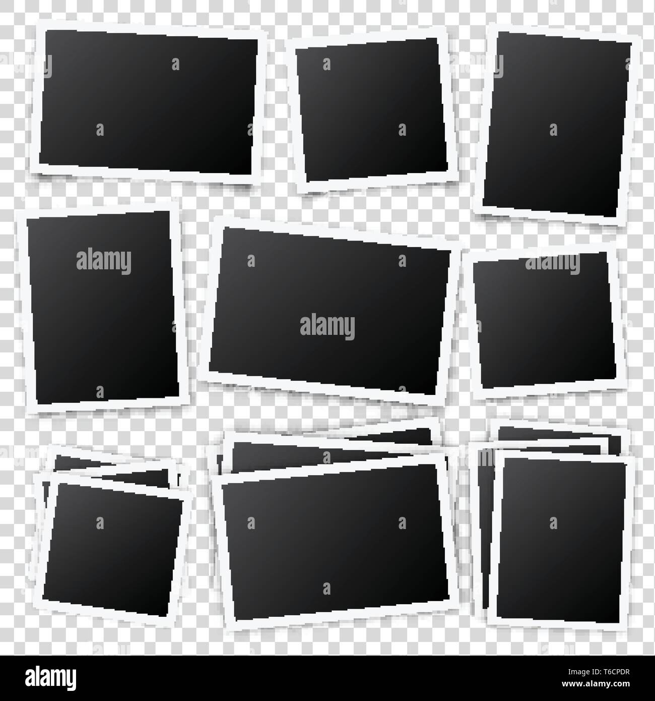 Photo card frame,film set. Retro vintage photograph with shadow ...