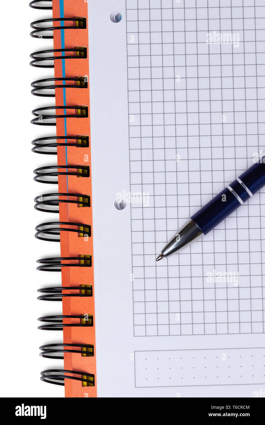 Notebook and pen in composition isolated on white background Stock ...