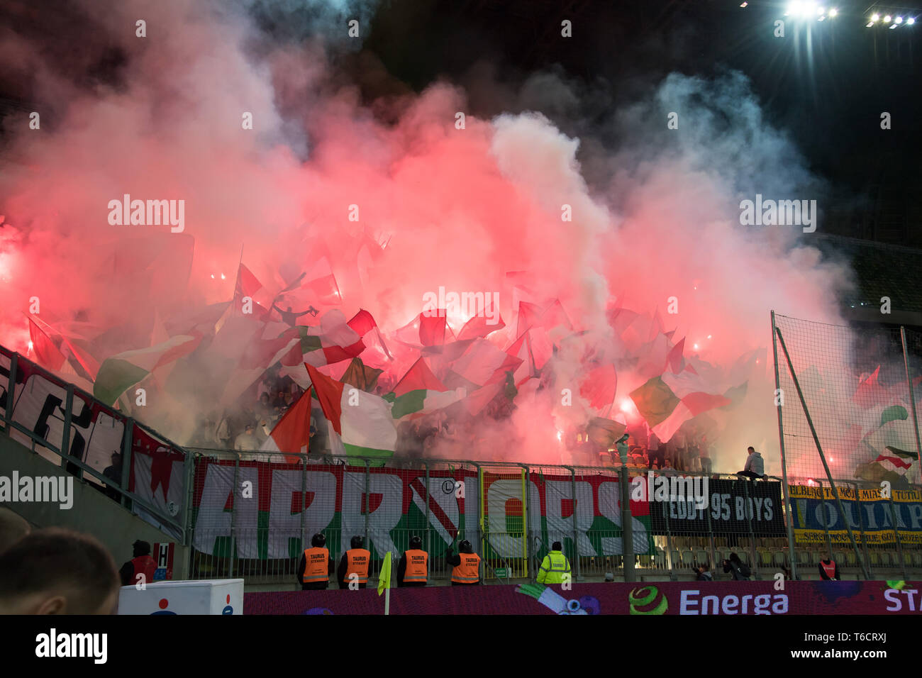 Fans of Legia Warszawa (Legia Warsaw) during the game Lechia Gdansk vs ...
