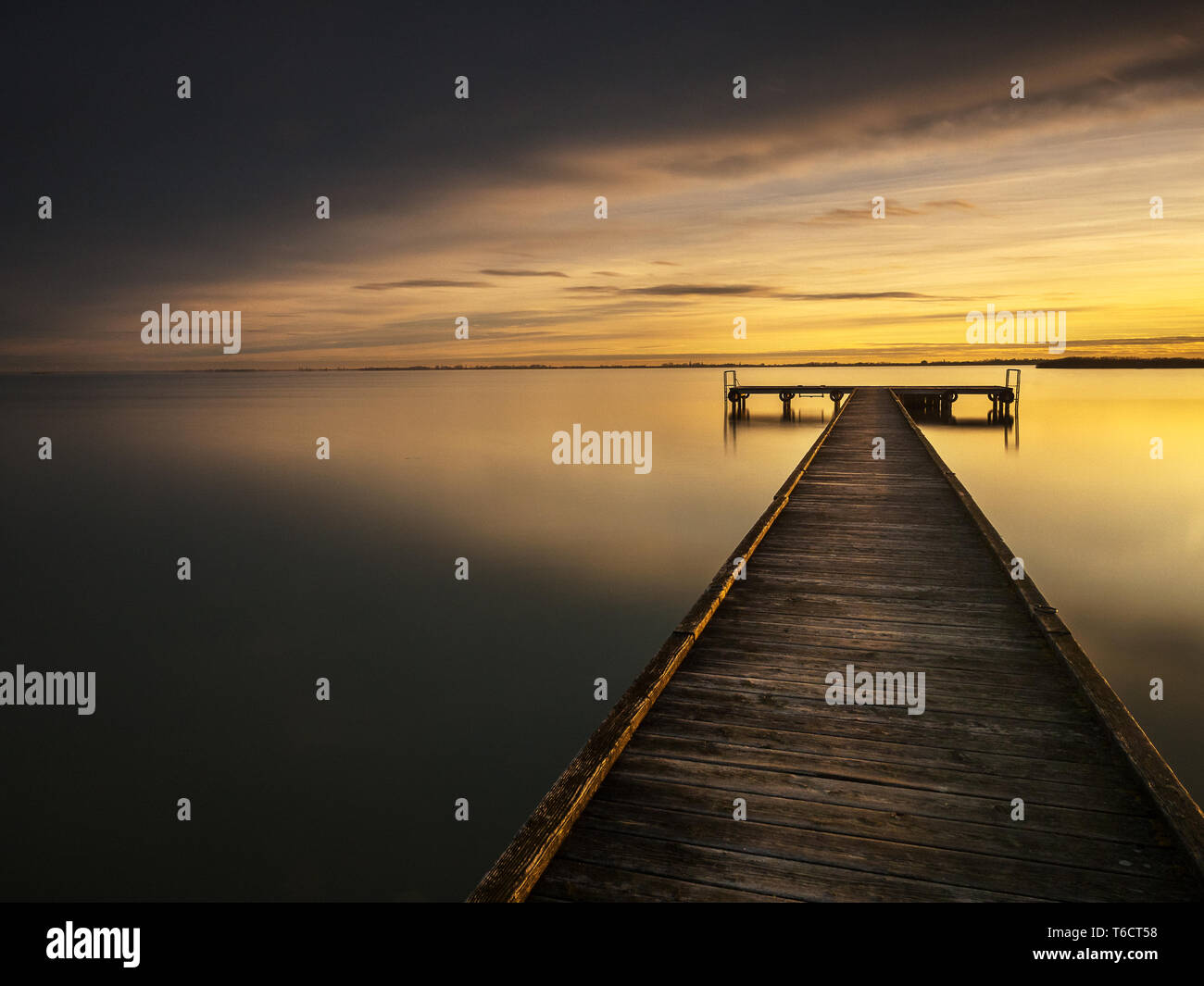 Sunrise at boat dock at Neusiedlersee Stock Photo - Alamy