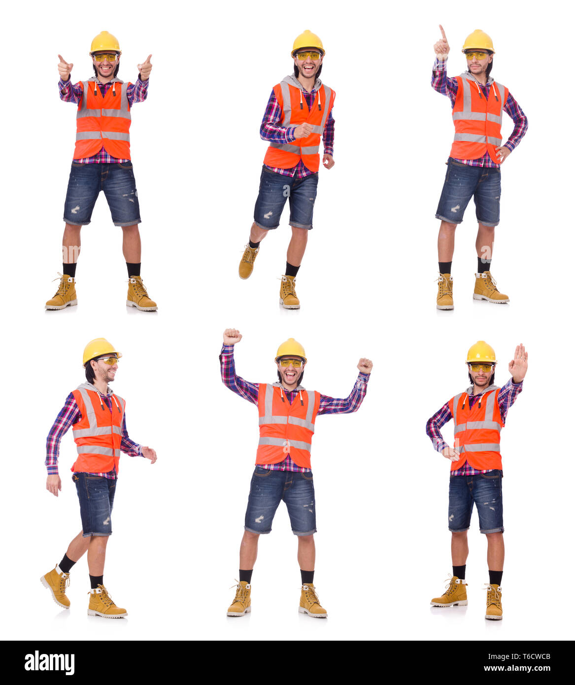 Funny engineer isolated on the white white Stock Photo - Alamy