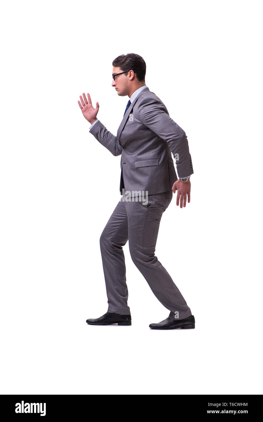 Puppet businessman isolated on white background Stock Photo - Alamy