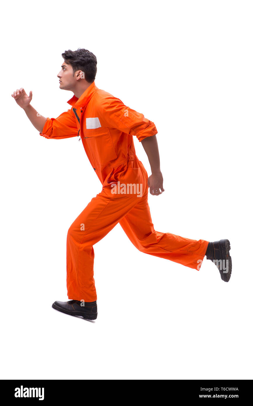 Prisoner in orange robe isolated on white background Stock Photo - Alamy