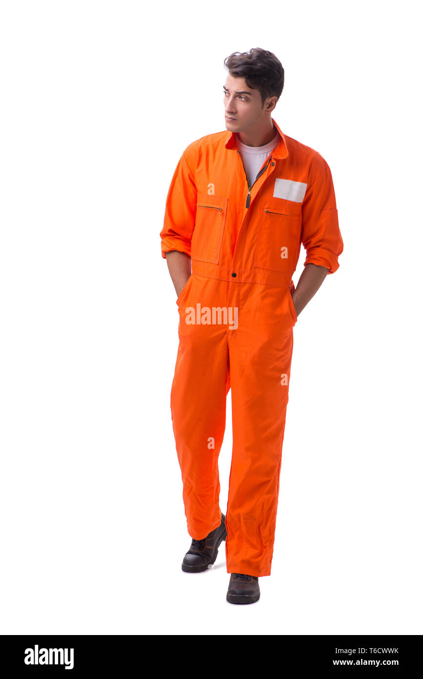 Prisoner in orange robe isolated on white background Stock Photo - Alamy
