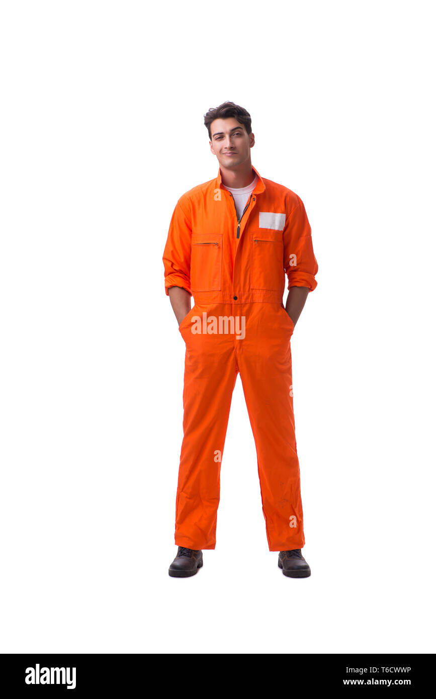 Prisoner in orange robe isolated on white background Stock Photo - Alamy