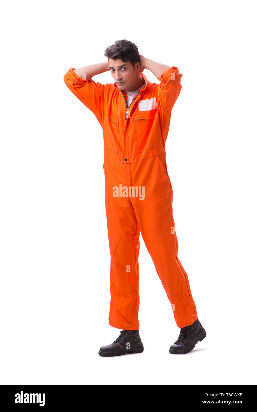 Prisoner in orange robe isolated on white background Stock Photo - Alamy
