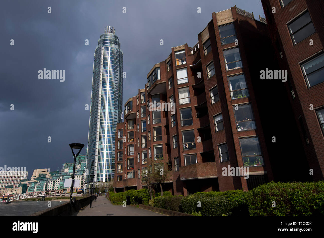 St George Wharf Tower (L) and Riverside Court in south London. 13/04 ...