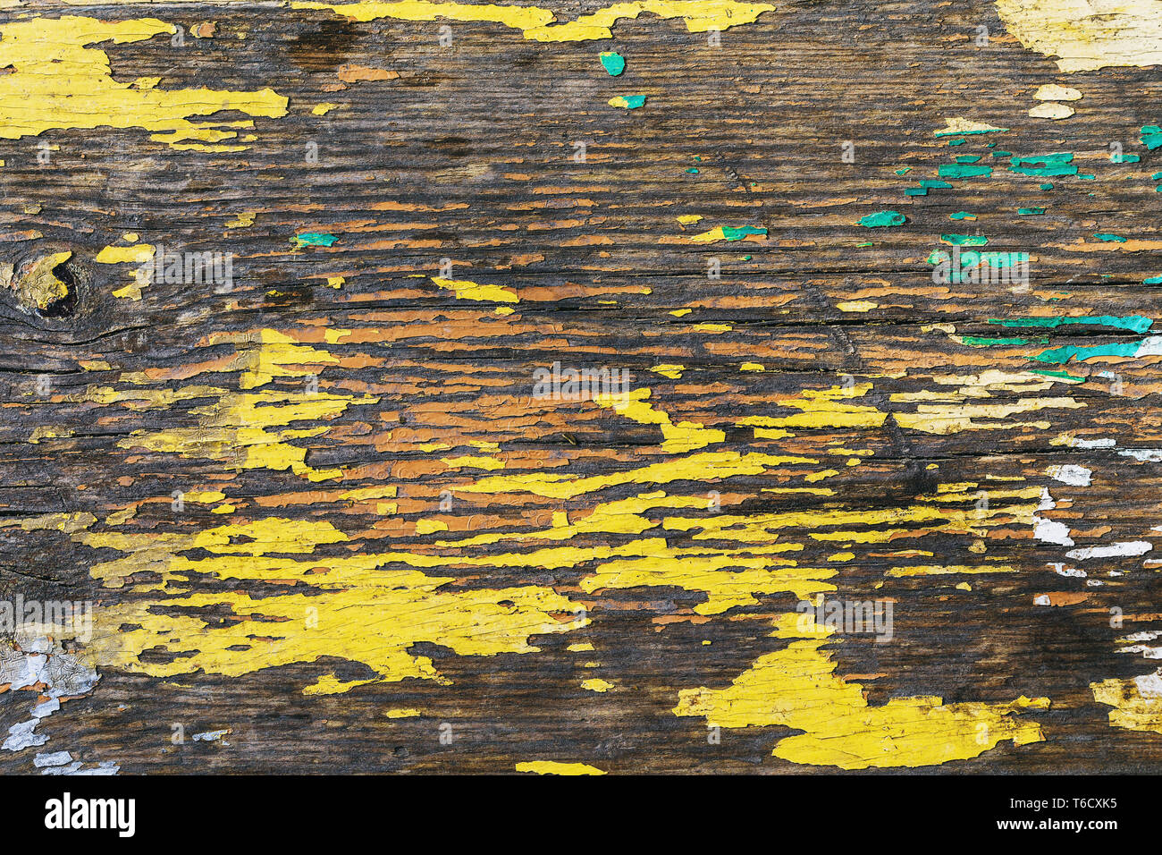 Texture of old wood with shabby paint in different colors, top view ...