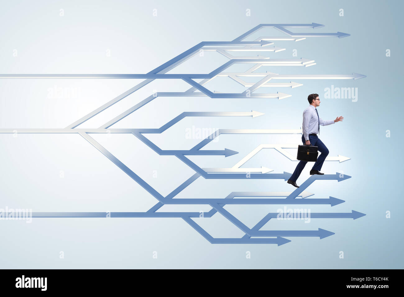 Businessman thinking of different career paths Stock Photo - Alamy