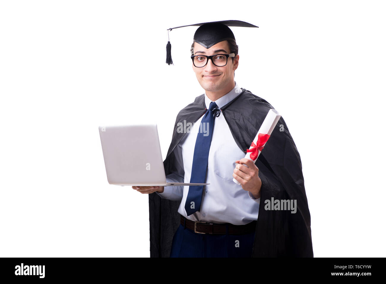 Student graduate isolated on white background Stock Photo - Alamy