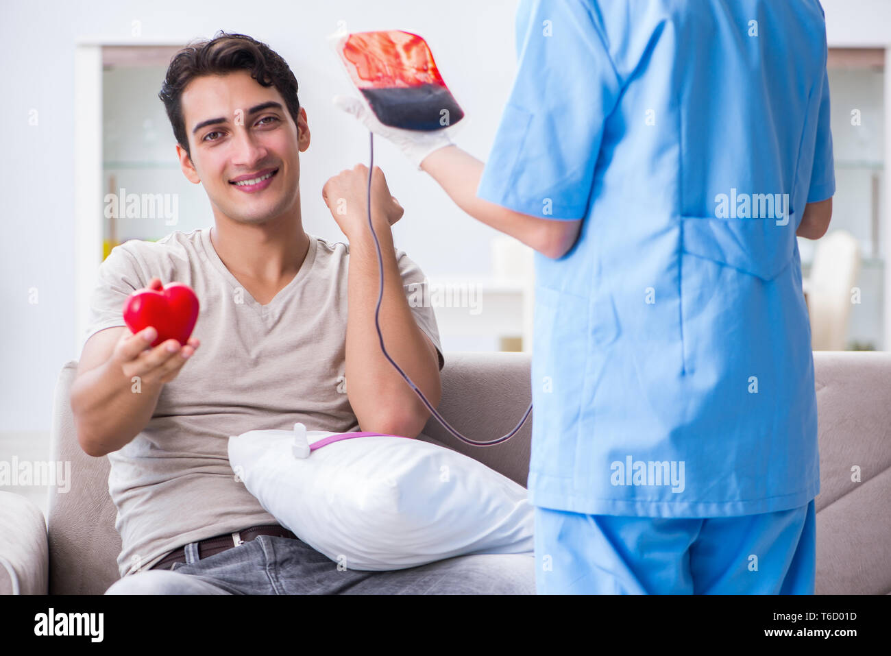 Patient getting blood transfusion in hospital clinic Stock Photo - Alamy