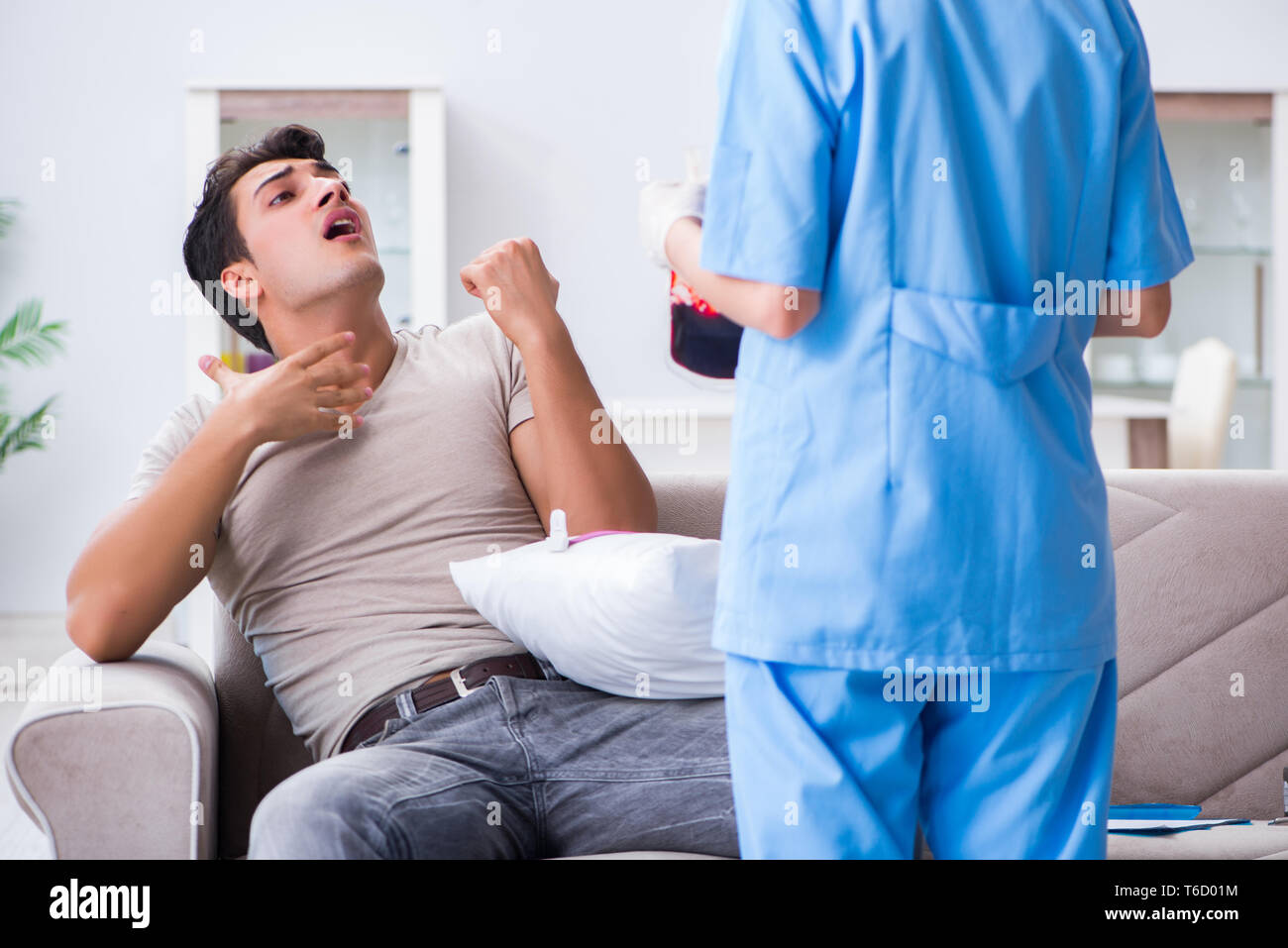 Patient getting blood transfusion in hospital clinic Stock Photo - Alamy