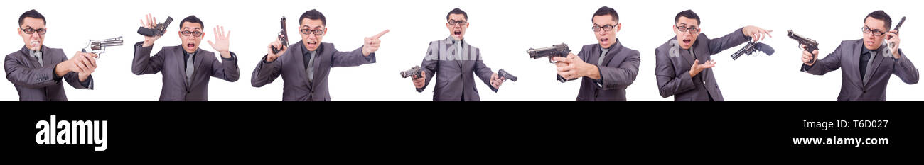 Funny businessman gun on white hi-res stock photography and images - Alamy