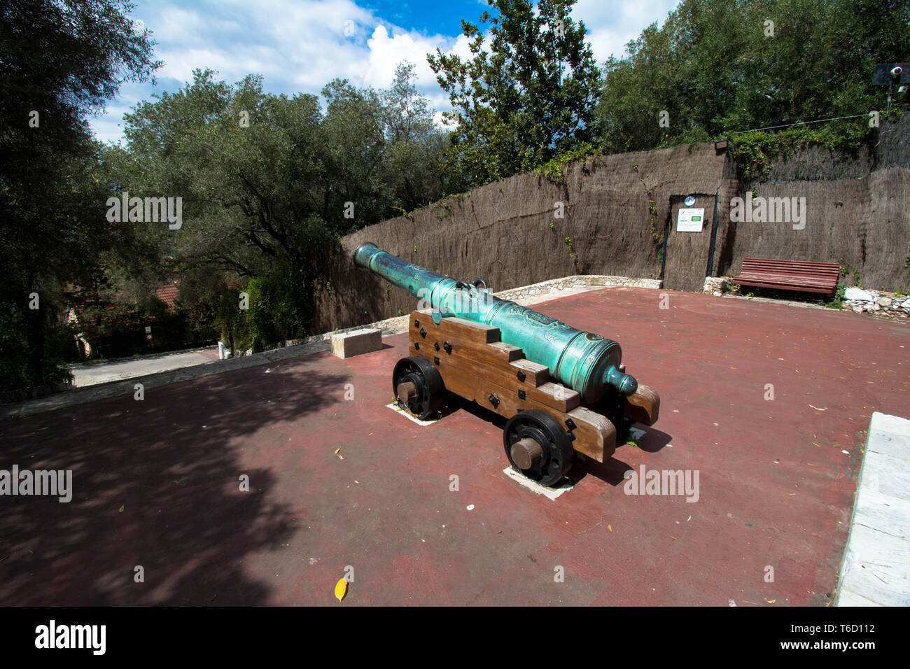 Cannon on the rock of Gibraltar old style vintage gun mounted pointed ...