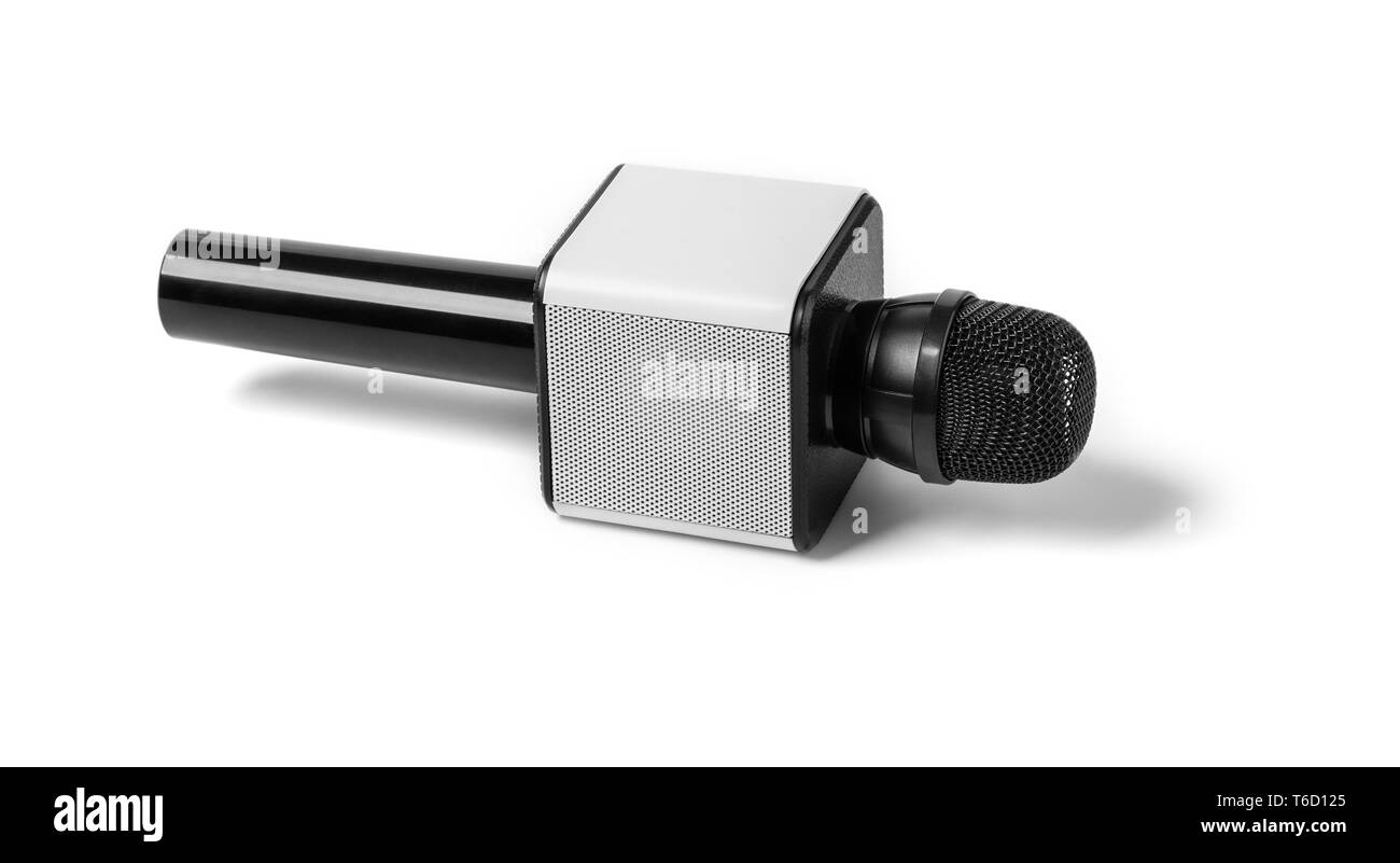 a wireless microphone on a white background Stock Photo - Alamy