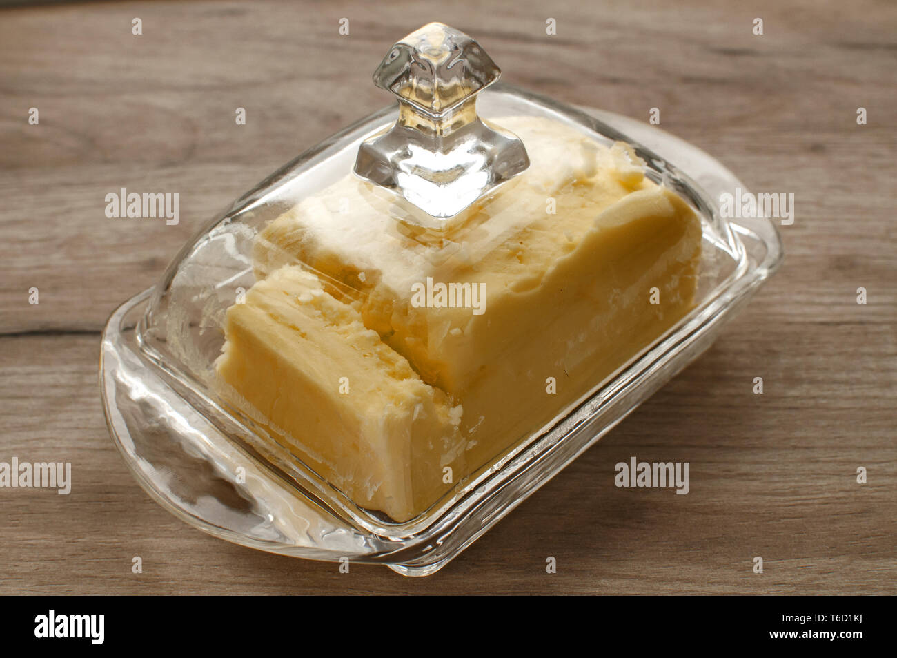 Homemade butter in glass butter dish Stock Photo - Alamy