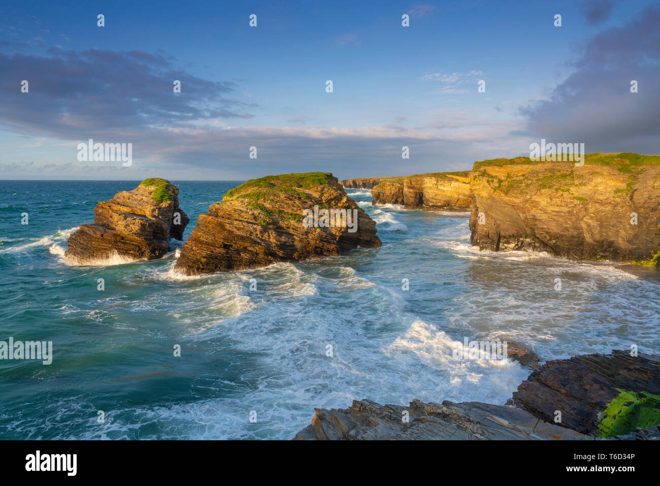 Spain, Galicia, Lugo, Ribadeo, Beach of the Cathedrals, overview Stock ...