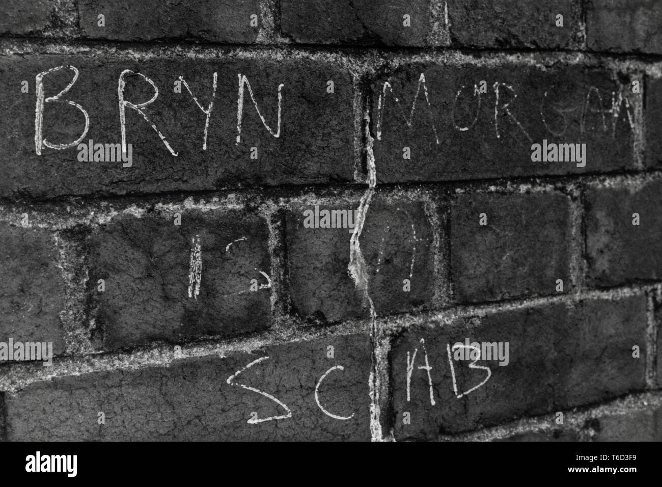 Graffiti on wall in South Wales during 1984 -85 miners strike BRYN ...
