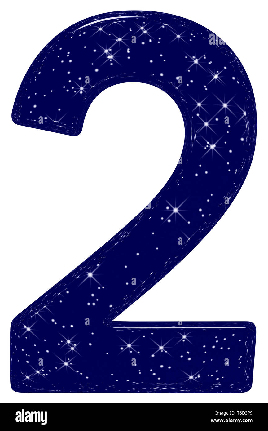 Numeral 2, two, star sky texture imitation, isolated on white ...