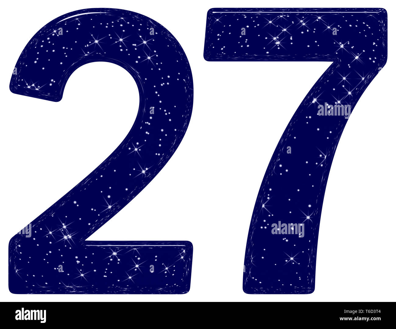 Numeral 27, twenty seven, star sky texture imitation, isolated on white ...