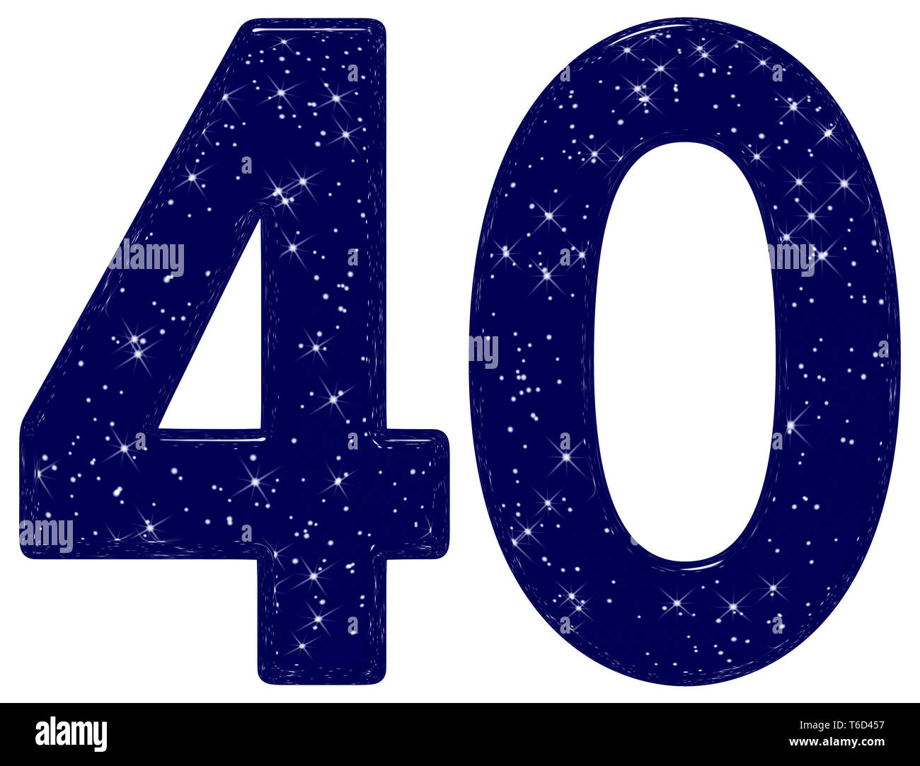 Numeral 40, forty, star sky texture imitation, isolated on white ...