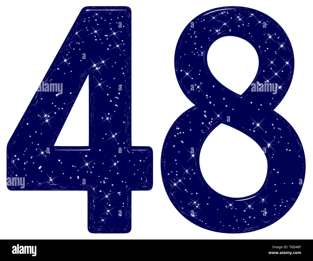 Numeral 48, forty eight, star sky texture imitation, isolated on white ...